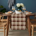 Brown Buffalo Plaid Cotton Linen Table Runner Geometric Check Abstract ...