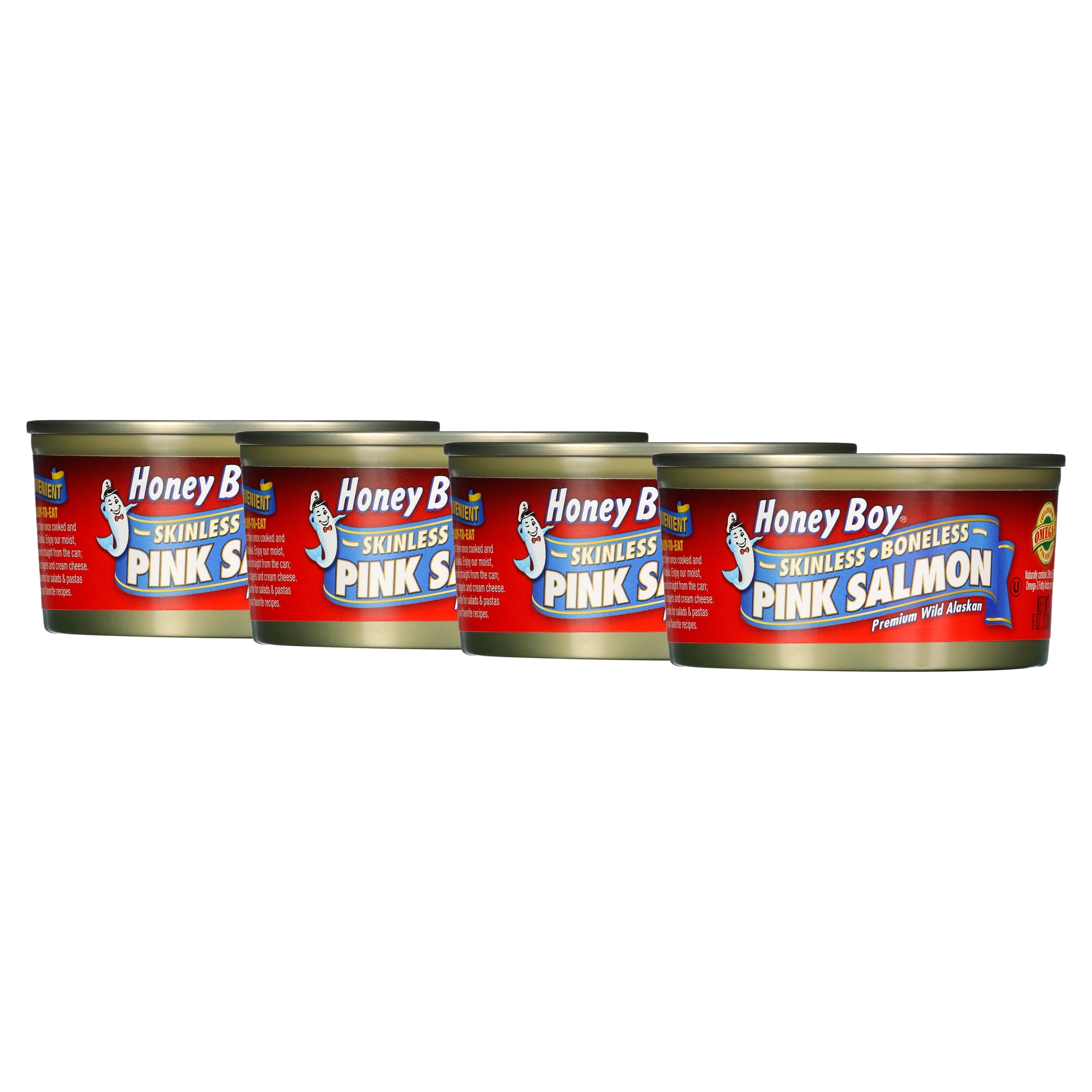 (4 pack) Honey Boy Skinless Boneless Pink Salmon, 6 oz - Walmart.com