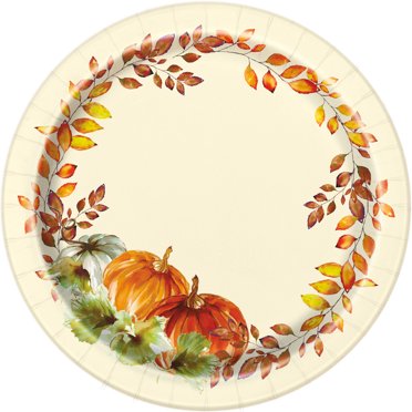 Harvest Pumpkins Fall Oval Paper Plates, 12.25 in, 8ct - Walmart.com