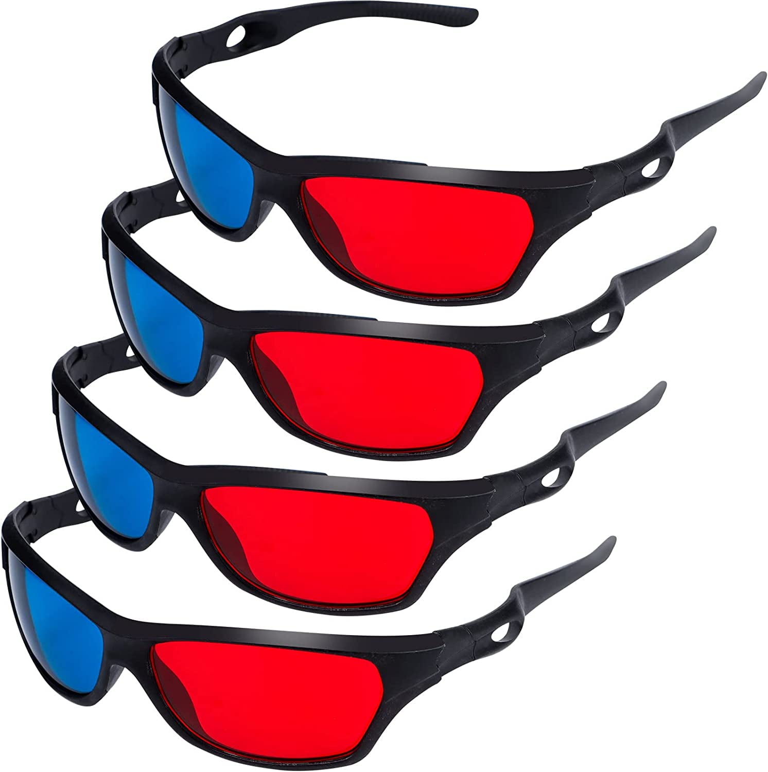 Paquete de 4 gafas 3D XianweiShao Gafas 3D Rojo y Azul Estilo ...