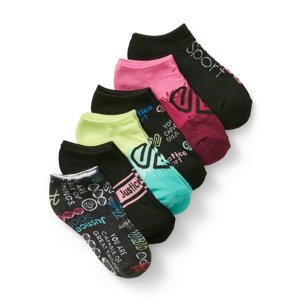 Justice, Girls No-Show Socks, 6-Pack, Sizes M-L - Walmart.com