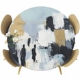 Black Blue Yellow Color Block Round Fitted Tablecloth with Elastic Edge ...