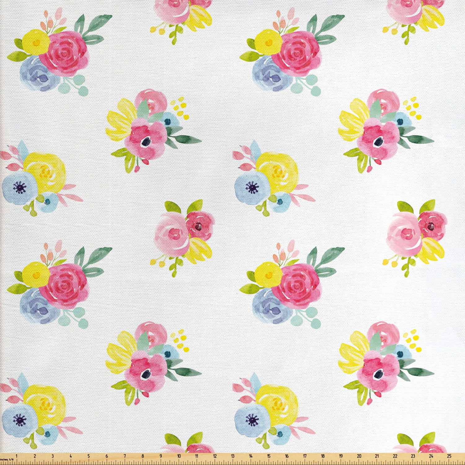 Spring Fabric by the Yard, Watercolor Style Botany Painting of Abstract ...