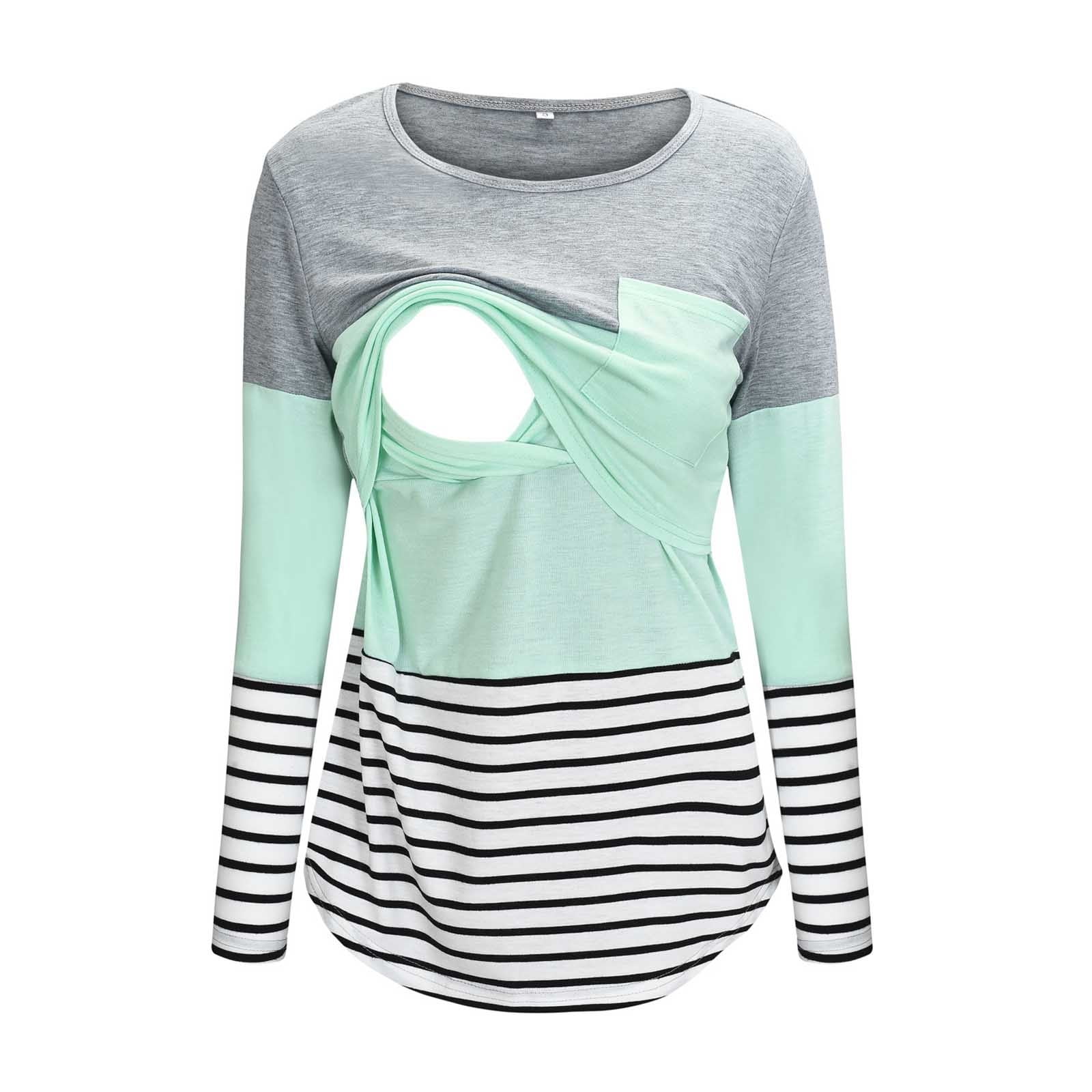 Click here for Aqestyerly Long Sleeve Nursing T-Shirt With Stripe... prices