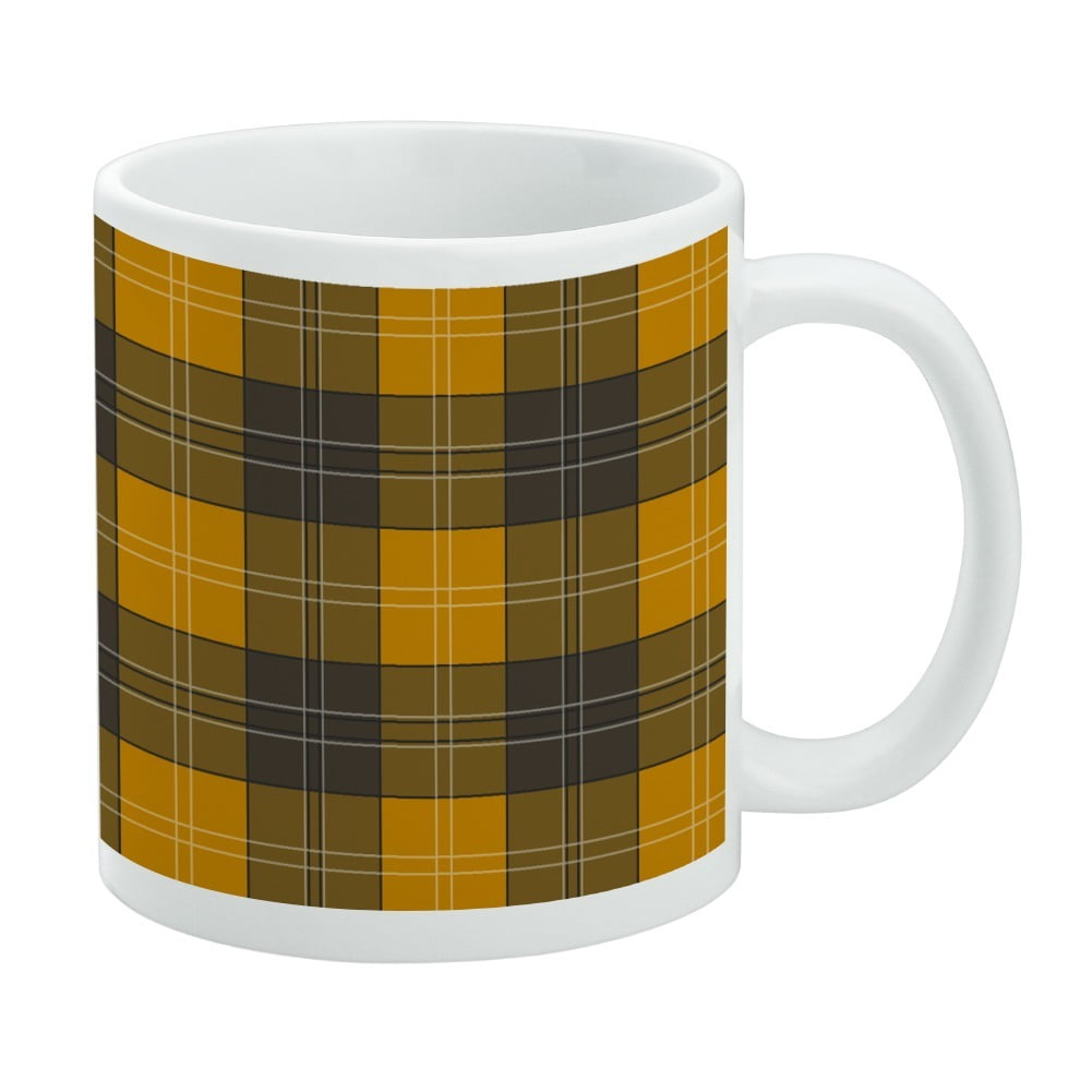 Plaid Mustard Yellow Gray Grey Pattern White Mug - Walmart.com