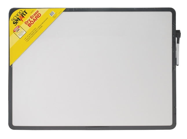 School Smart Dry Erase Board with Black Marker, 16 x 22 Inches, Black ...