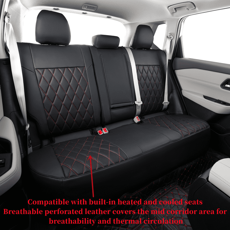 Coverdream Custom Fit Sentra Car Seat Covers for Nissan Sentra 2020 2021 2022 2023 Leatherette Black Red Full Set Size 2020 2023 Sentra