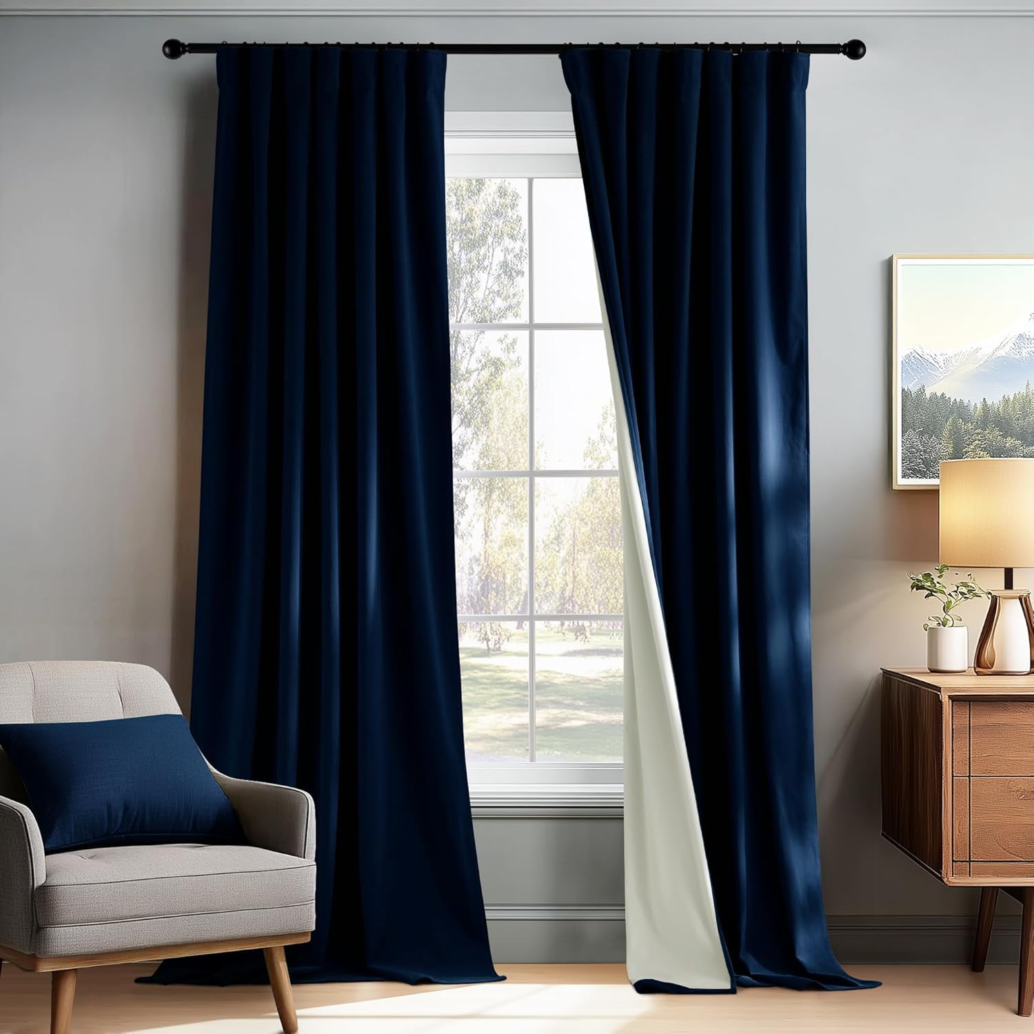 Click here for Wangbasdasd Navy Blue Velvet 100 Blackout Curtains... prices
