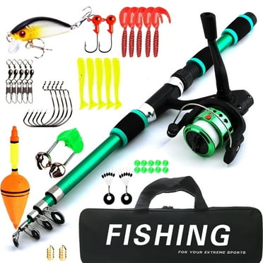 Kids Fishing Pole and Tackle Box Kit - Telescopic Kids Fishing Poles ...