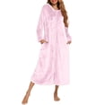 Aellinatey Women's Thickened Polar Fleece Hooded Long Nightgown ...