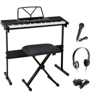 Glarry 61 Keys Keyboard with Piano Stand, Piano Bench, Built In ...