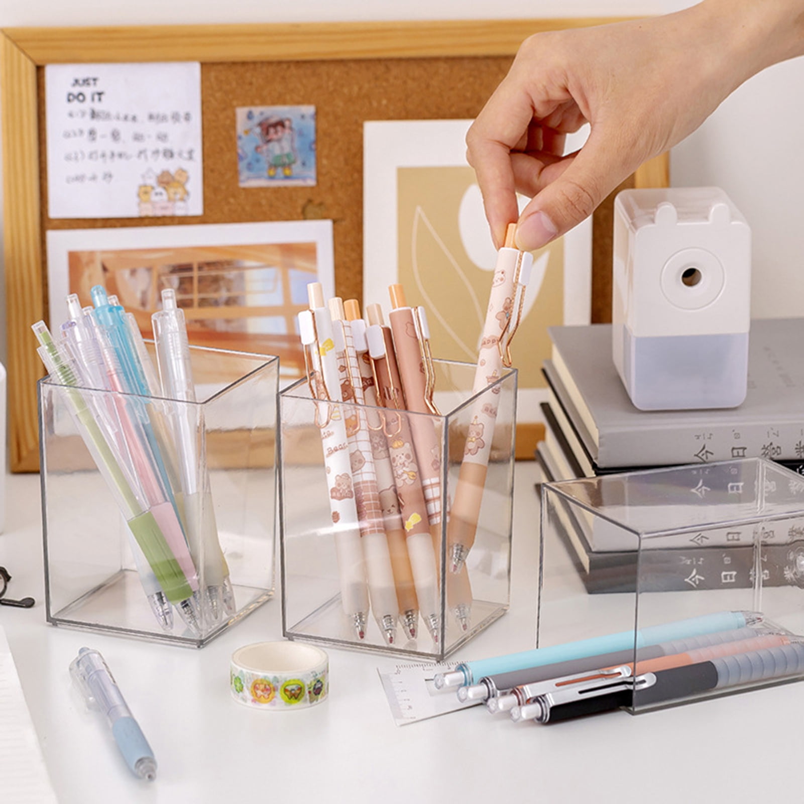 Washranp Clear Acrylic Pencil Pen Holder Cup,Large Capacity ...
