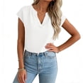 Cilsoka Women's Cap Sleeve V Neck Tops Dressy Casual Chiffon Blouses ...
