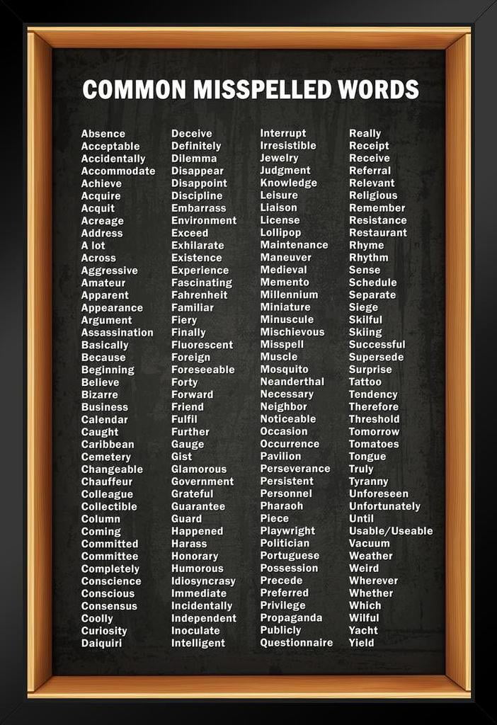 Common Misspelled Words Classroom Spelling Chart Poster Writing ...