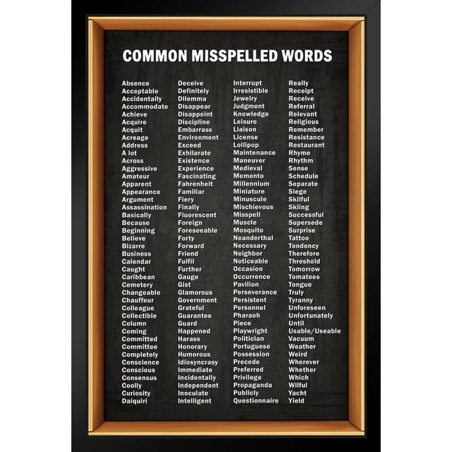 Common Misspelled Words Classroom Spelling Chart Poster Writing ...