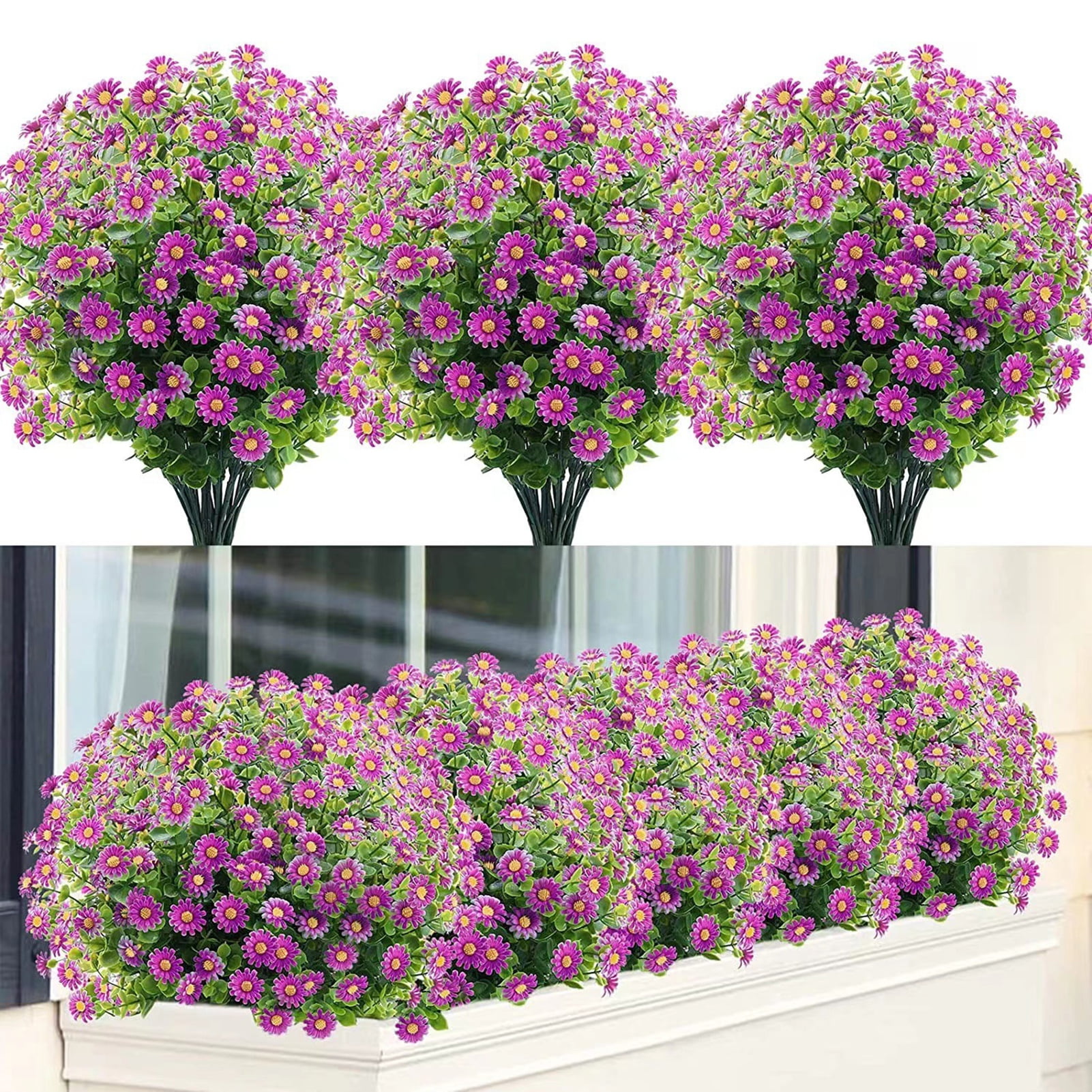 Washranp 5Pcs Artificial Flower Outdoor,UV Resistant No Fade Plastic ...