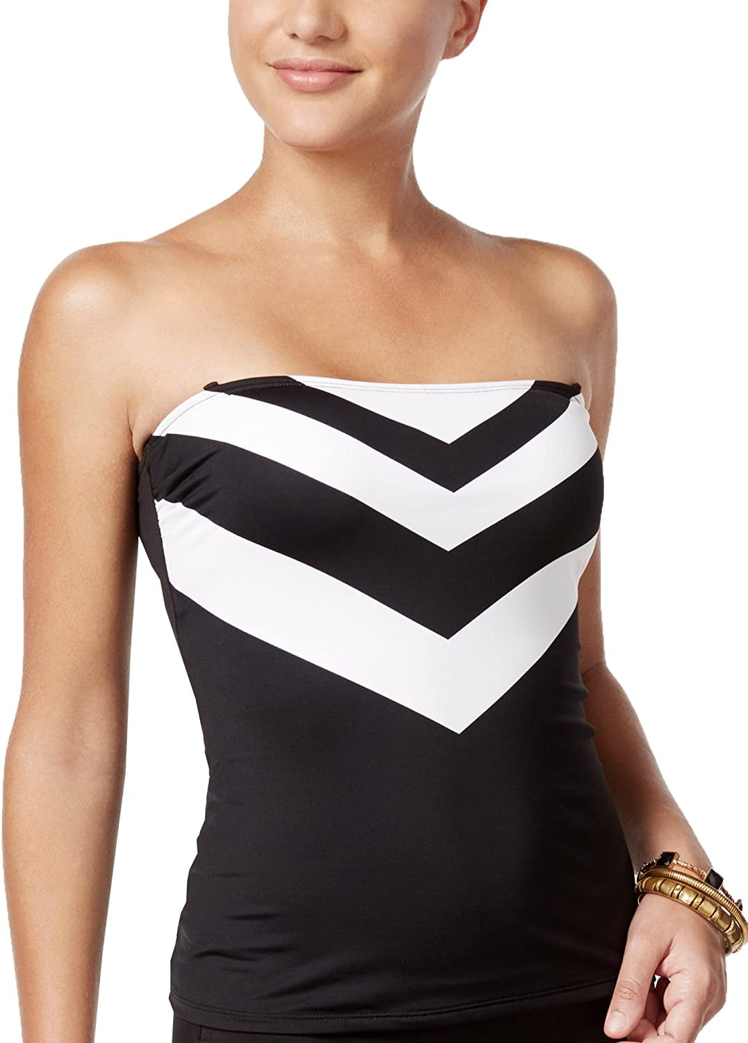 Ralph Lauren Black White Tubini Tankini Swim Top Us 4