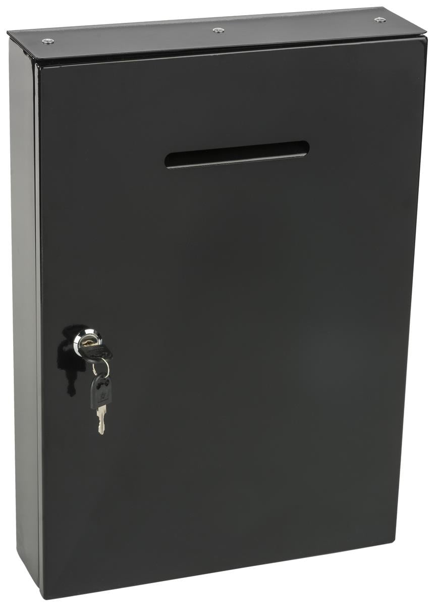 Displays2go WPSB1217BK Wall Mounted Secure Lock Drop Box, Holds Ballot ...
