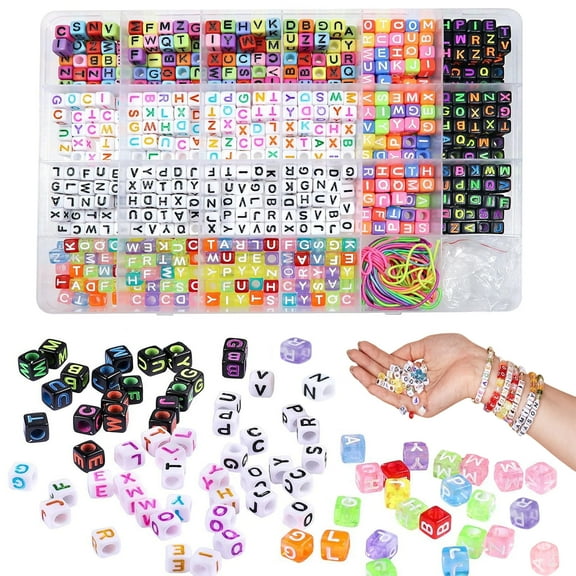1440pcs Acrylic Letter Beads White Cube Sorted Alphabet for Jewelry ...