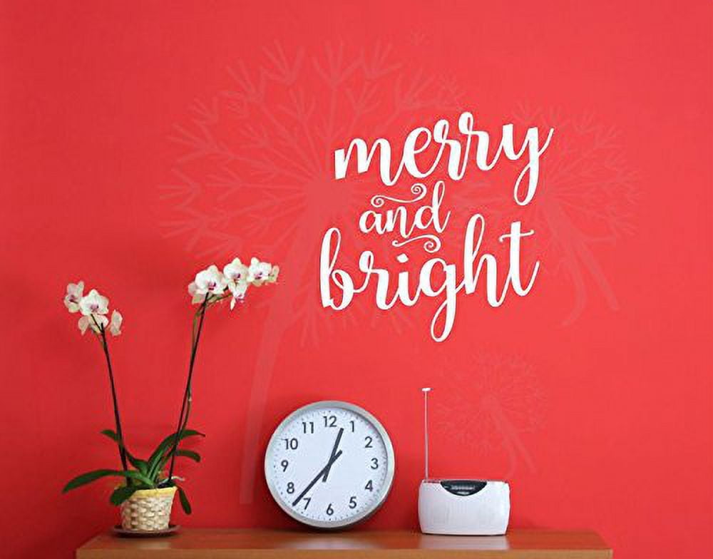 Merry & Bright Winter Art Vinyl Decals Wall Holiday Saying Quotes,12x12 ...