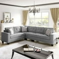 ZCOER Modern Velvet 6-Seat Sectional Sofa With 3 Pillows Upholstered ...