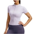 Baeitkot Women's Short Sleeve Yoga Running Top Women's Short Sleeve Zip ...