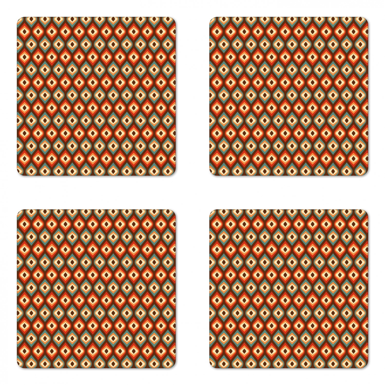 Vintage Coaster Set of 4, Funky Unusual Shapes in Vibrant Colors Oval ...