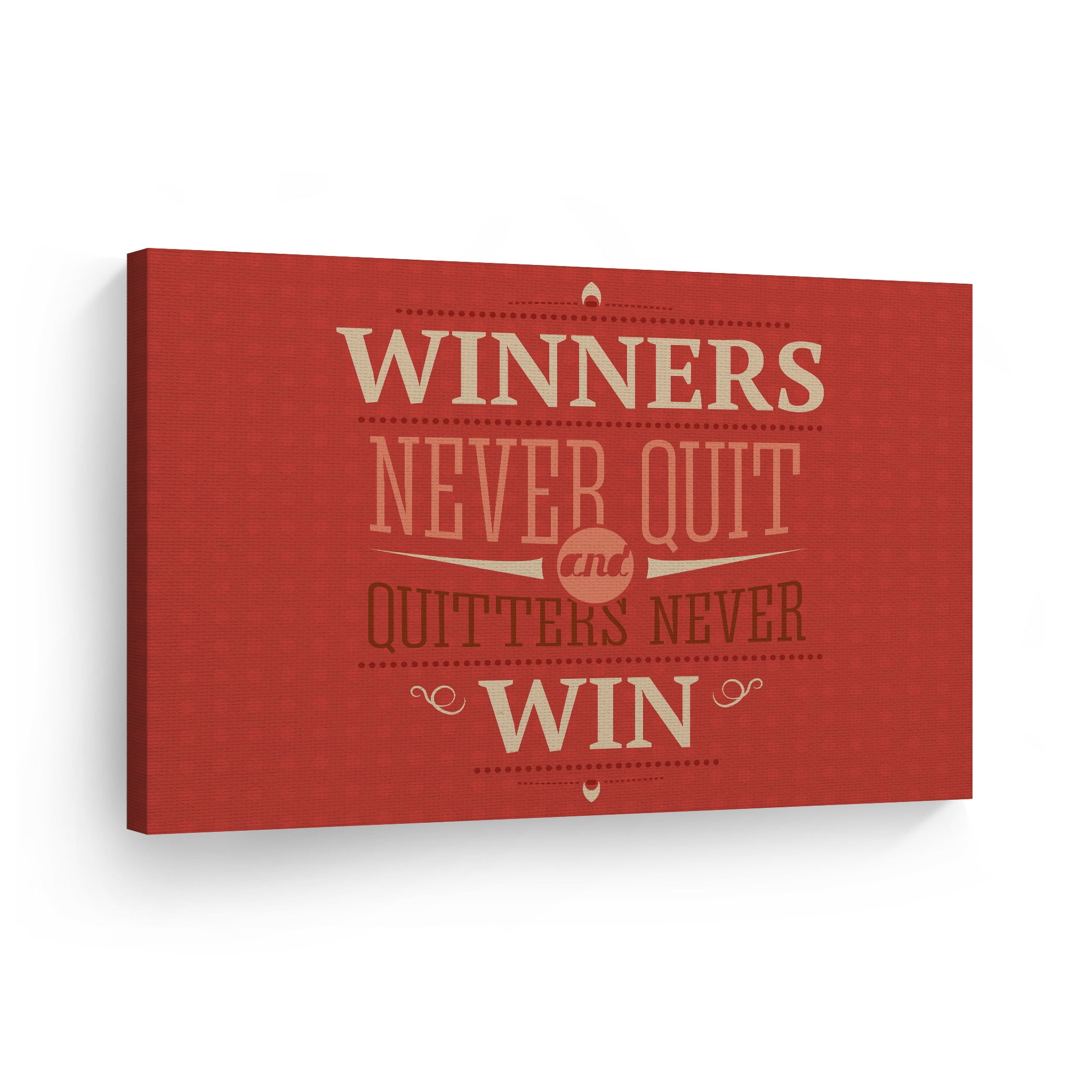 Smile Art Design Winners Never Quit and Quitters Never Win Quote Red ...