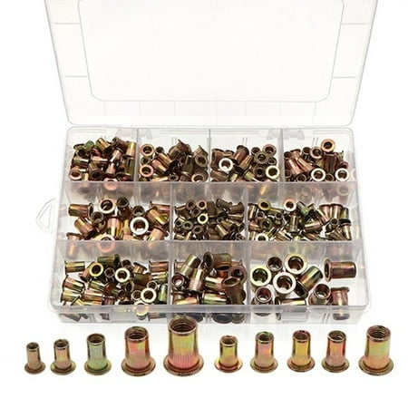SHARKDOOK 300 Pack Metric Rivet Nuts 6-32 8-32 10-24 10-32 1/4-20 Rivet ...