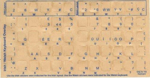 Irish - Welsh Keyboard Stickers - Labels - Overlays with White ...