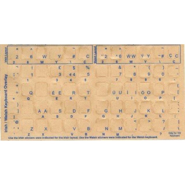 Irish - Welsh Keyboard Stickers - Labels - Overlays with White ...