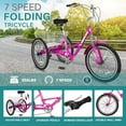 Lilypelle Adult Folding Tricycle with Low Step Through, 7-Speed Three ...