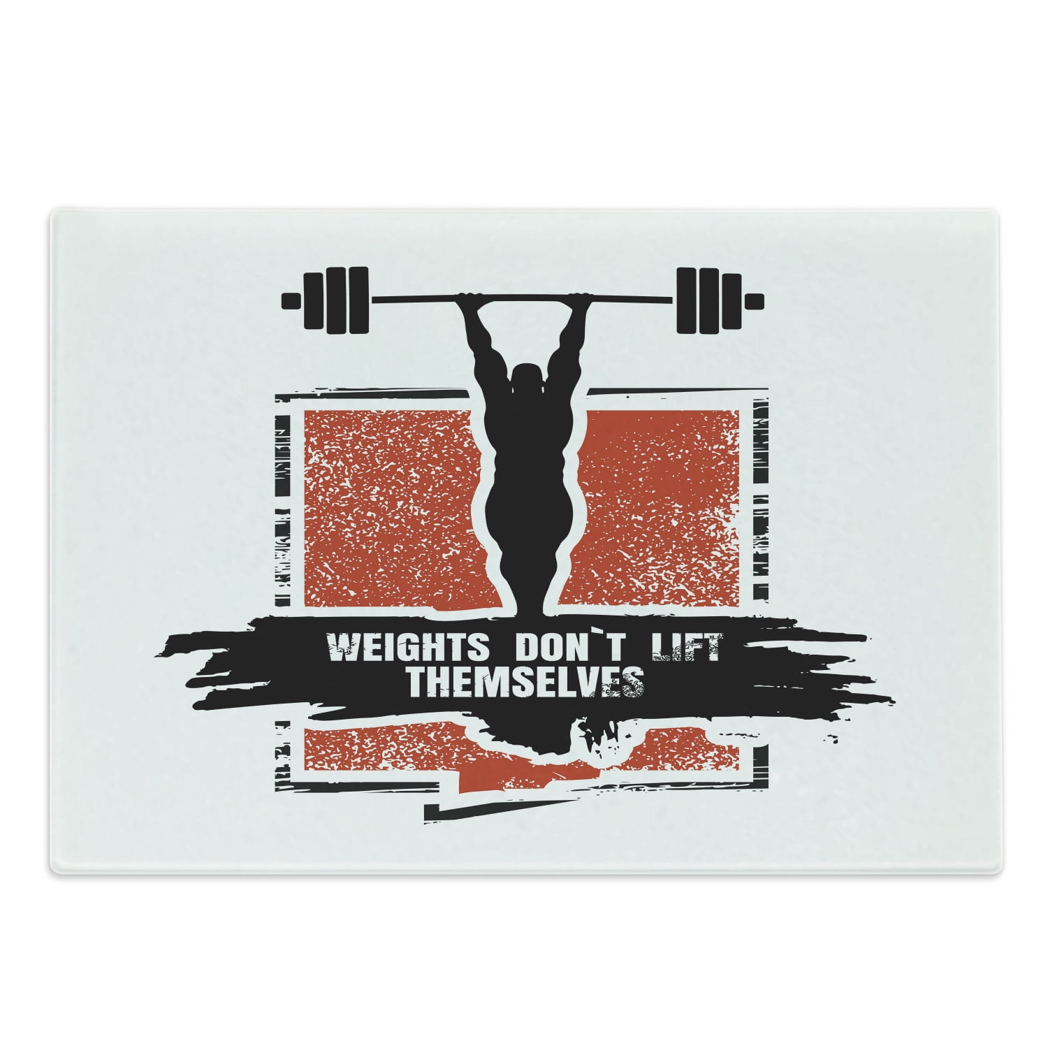 Fitness Cutting Board, Bodybuilder and Huge Barbell Silhouettes of ...