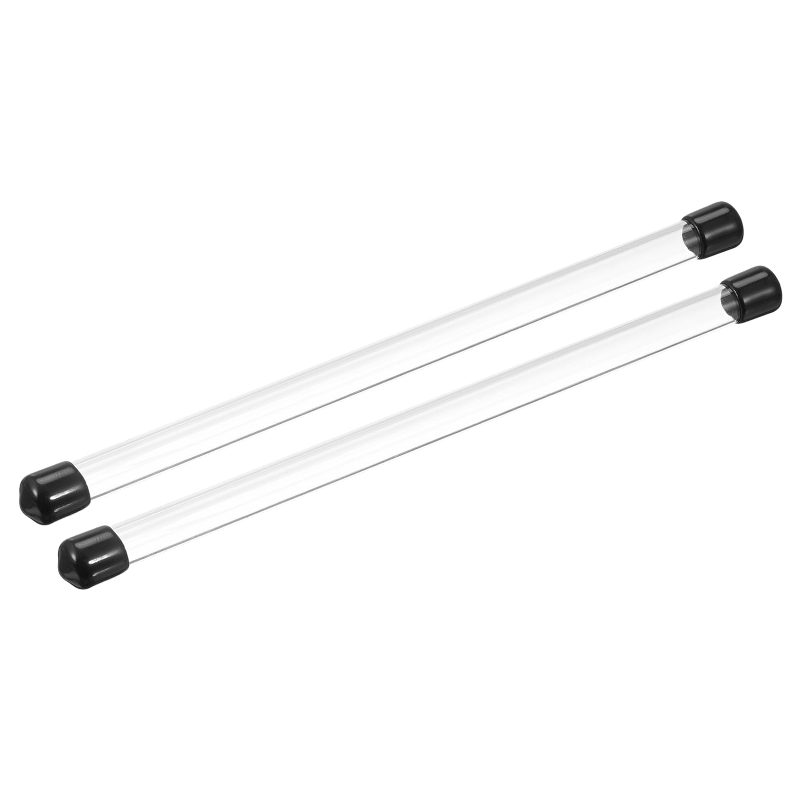 Clear Rigid Tube Round Plastic Tubing with Black Rubber Cap, 305mm/ 12 ...