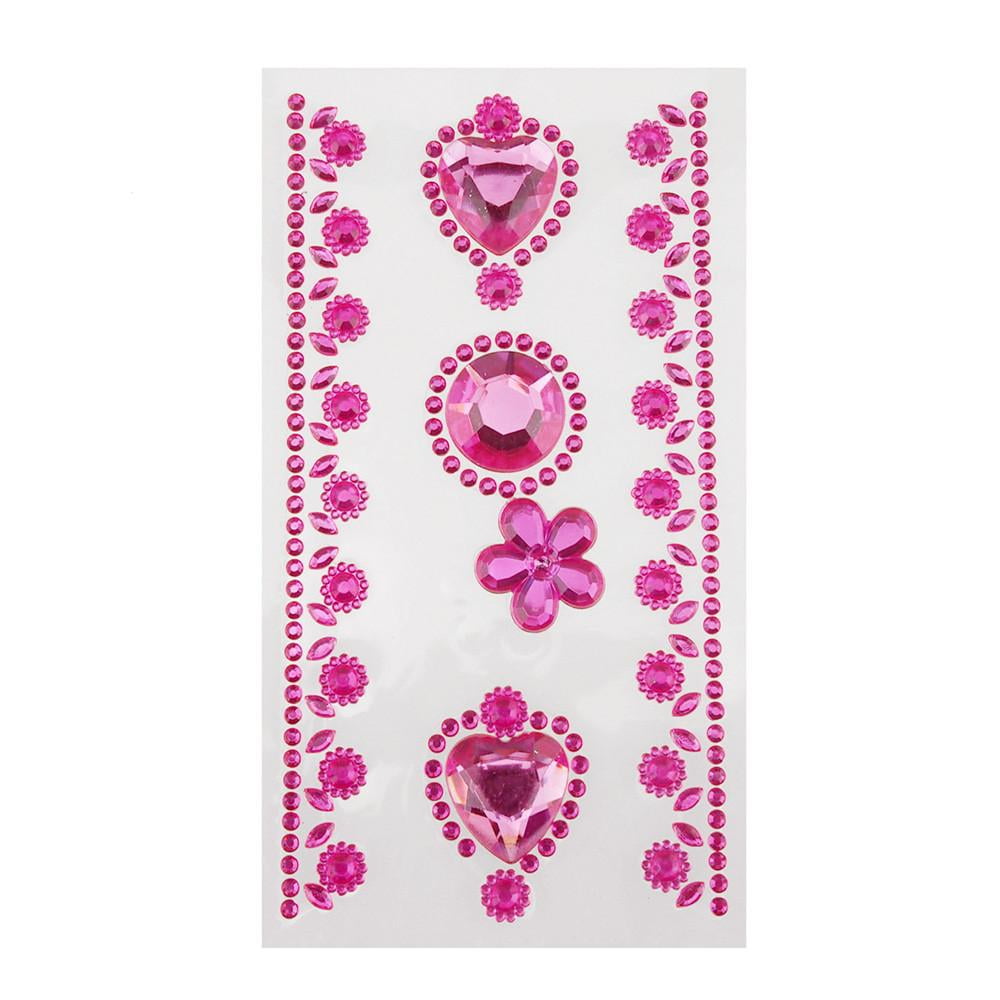 Self-Adhesive Rhinestone Stickers, Circle/Flower/Hearts, 6-count ...