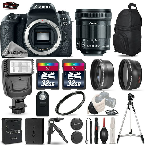 Canon EOS 77D DSLR Camera 1892C001 + 10-18mm STM + Flash + 64GB - 3 ...