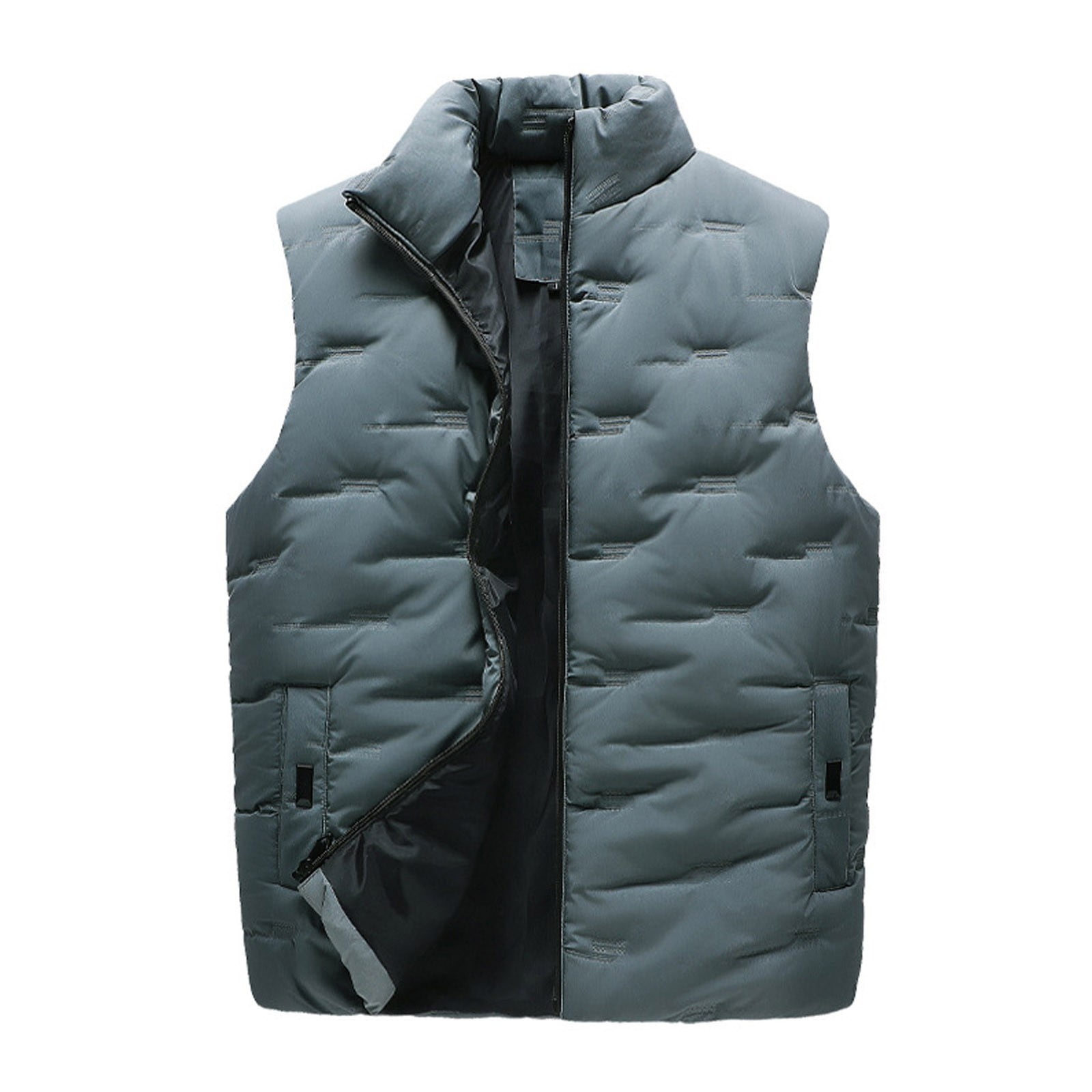 yubnlvae coats for men men's casual padded vest with zipper stand ...