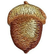Two Acorns - Brown and Green Fall Leaves - Iron on Applique ...