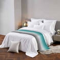 Cyan Turquoise Bed Runner Scarf, Gray Gradient Twin Bed Scarf Runner ...