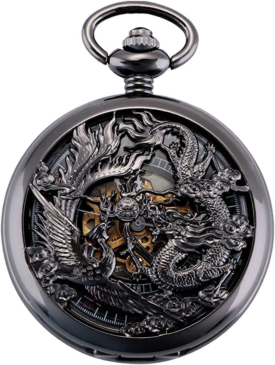 Reloj de bolsillo mecánico antiguo Lucky Dragon & Phoenix (mejores ...