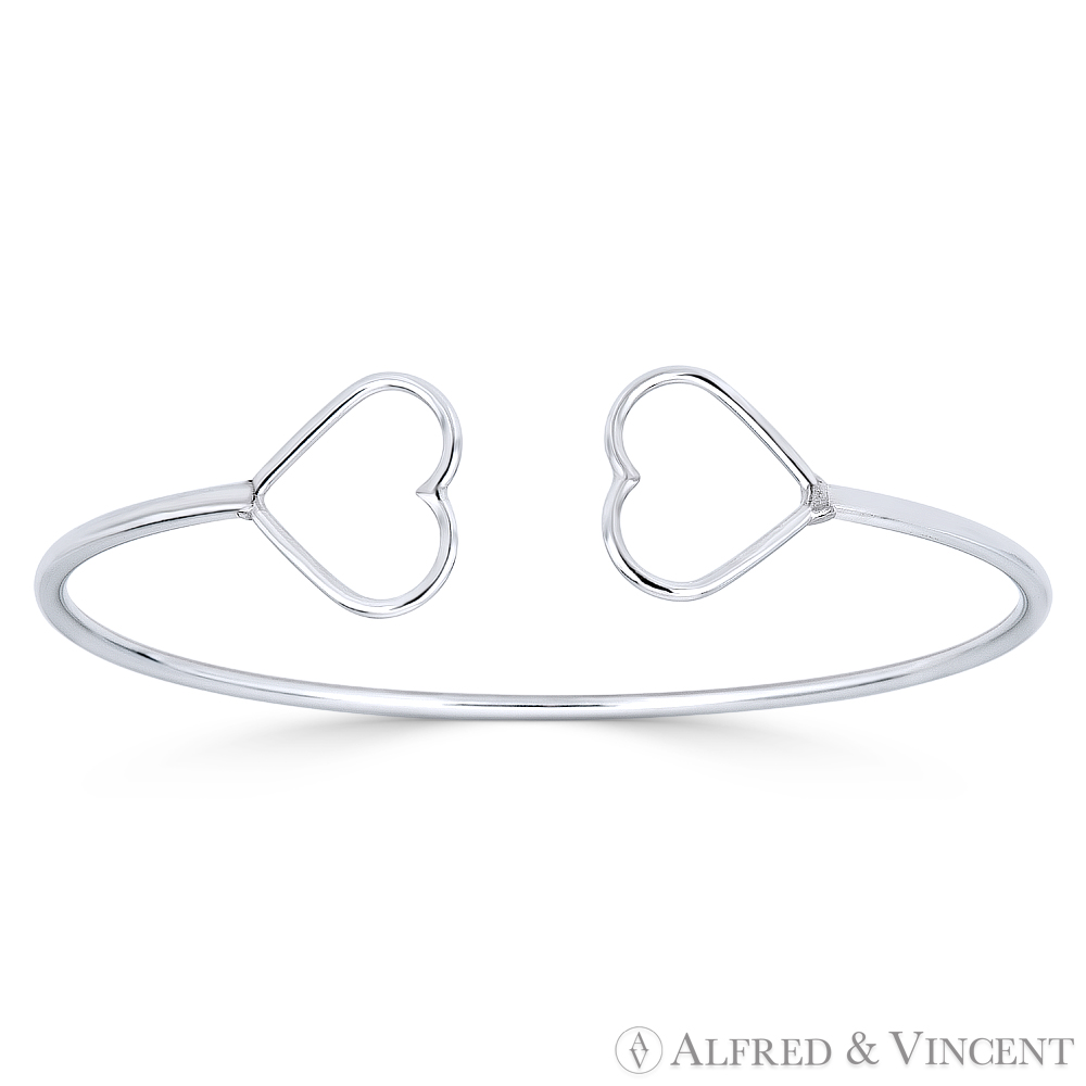 Beautiful Sterling Silver Heart within a Heart Bangle Bracelet ...