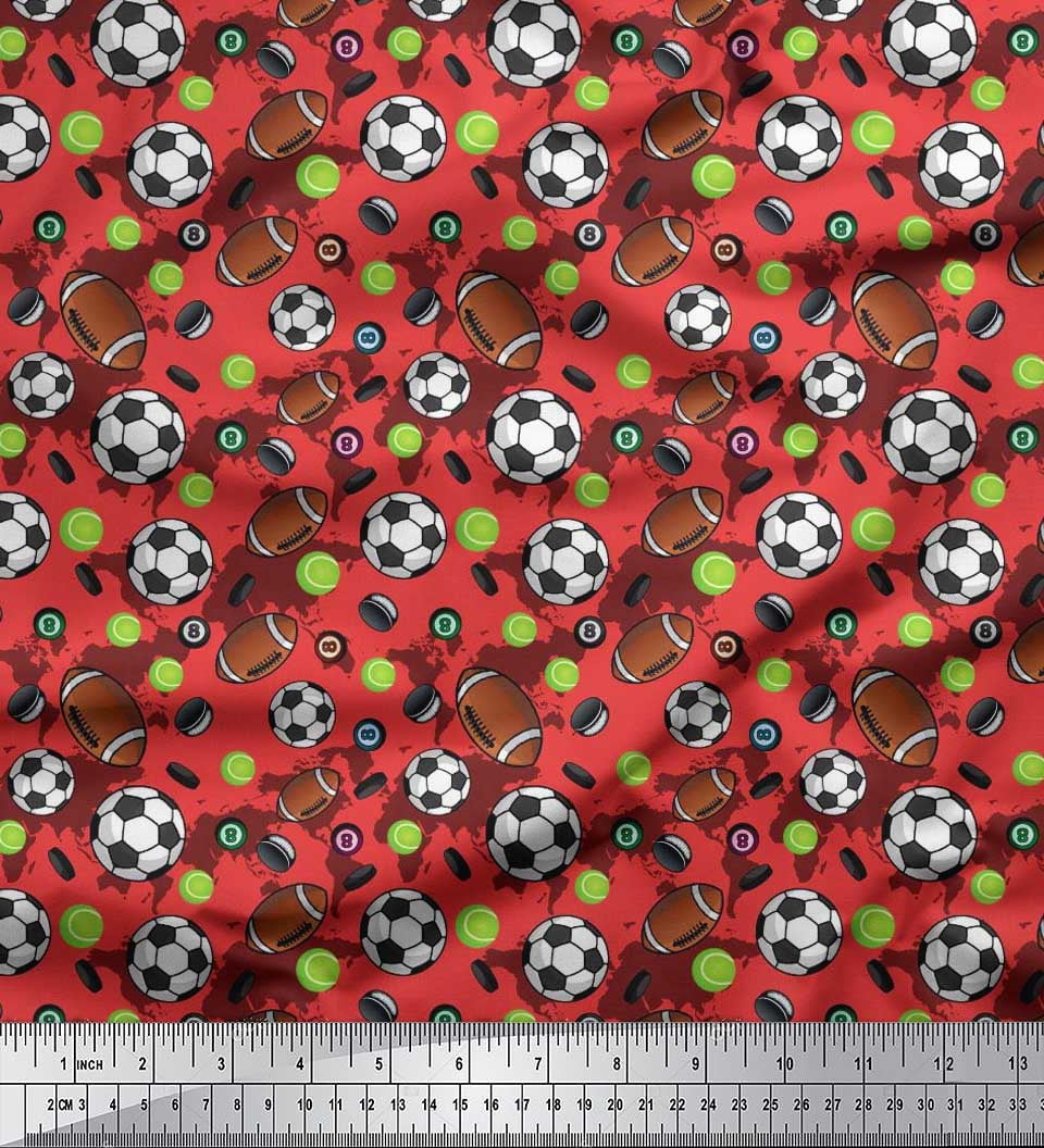 Soimoi Crepe Silk Fabric Cricket Ball,Rugby & Football Sports Fabric ...
