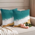 Abstract Beach Waves Outdoor Throw Pillow Covers Set of 2, Blue Yellow ...