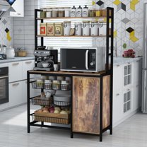 Chnnmbrn Bakers Rack with Microwave Compatibility Kitchen Wood Brown ...