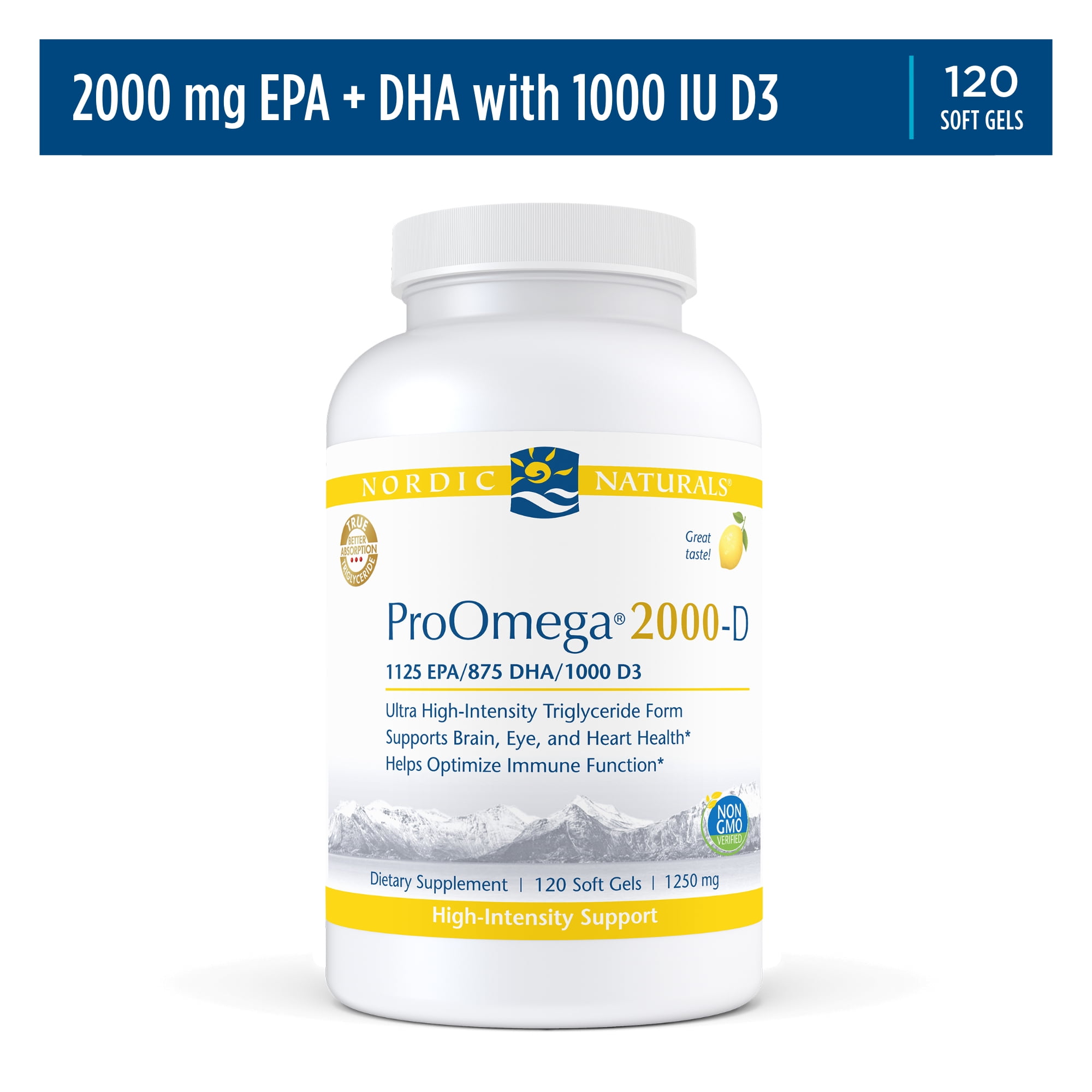 Nordic Naturals ProOmega 2000-D with Vitamin D3, Softgels, 2150 Mg, 120 ...