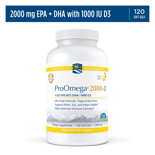 Nordic Naturals ProOmega 2000-D with Vitamin D3, Softgels, 2150 Mg, 120 ...