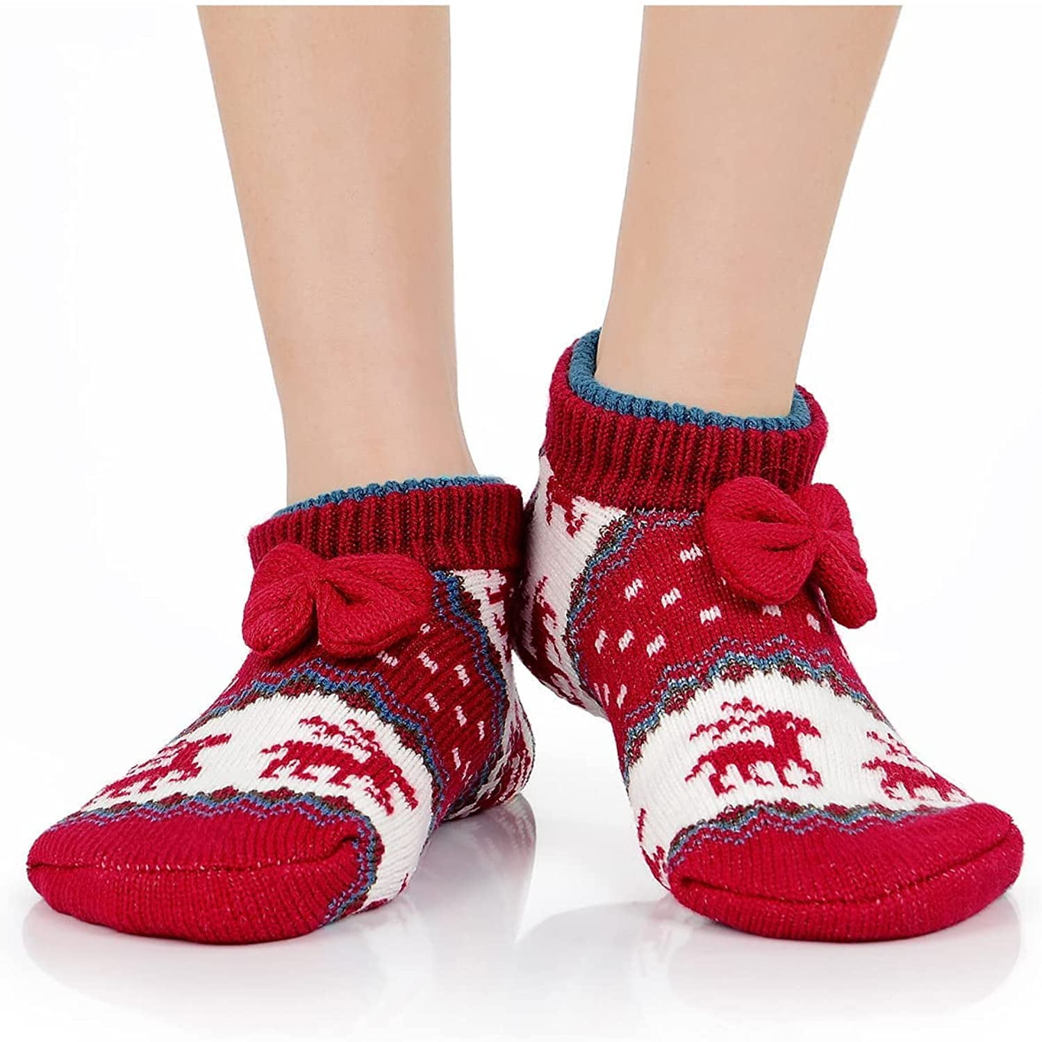 Zando Womens Cute Christmas Socks Warm Fuzzy Slipper Socks Cozy Non