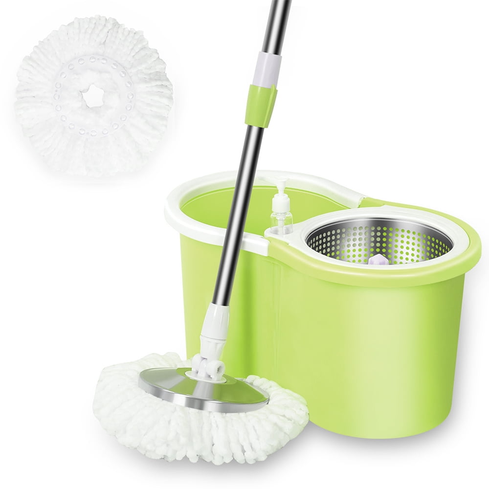 Easy wring Microfiber Spin Mop & Bucket Floor Cleaning System with 1 ...