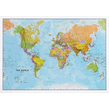 World Wall Map - Map of The World Poster - 23 x 33 - Front Lamination ...