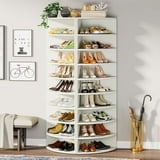 Tribesigns 9-Tier Shoe Rack, White Wooden Corner Shoe Cabinet - Walmart.com